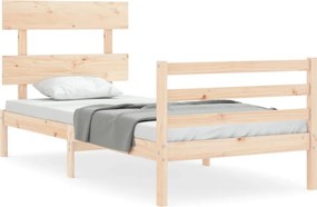 vidaXL Rám postele s čelem 100 x 200 cm masivní dřevo [3195084] Barva: Černá