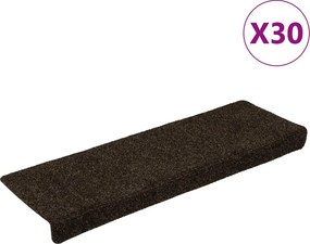 Schodové rohože samolepicí 30 ks 65 x 21 x 4 cm tmavě hnědé s obdélníkovým okrajem 3365697