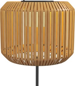 Ratanové venkovní světlo, solární zahradní lampa, automatické zapínání, LED, odolné proti povětrnostním vlivům, kovový rám, Ø34 x 130 cm, černá/žlutá
