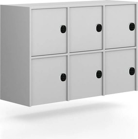 Nástavba pro skříně FRAME, 6x dveře, 1299 x 450 x 854 mm, kódový zámek, šedá