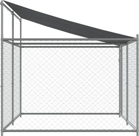 vidaXL Klec pro psy se střechou a dvířky šedá 4x2x2 m pozinkovaná ocel [3209568]