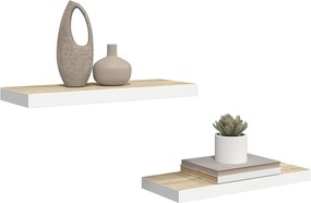 Plovoucí nástěnné police 2 ks dub a bílé 60 x 23,5 x 3,8 cm MDF 326577