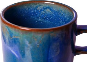 Rustikálně modrý porcelánový šálek s podšálkem Chef - Ø 8*6,5 cm / 220 ml