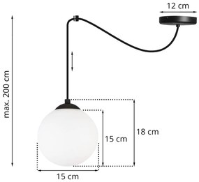 Závěsné svítidlo FLORENCE SPIDER, 1x bílé skleněné stínítko