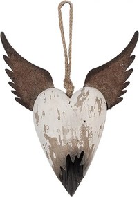 Dekorace závěsné srdce s andělskými křídly Angel Rustic S - 17*3*20 cm
