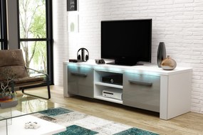 TV stolek/skříňka Marilee (bílá matná + šedý lesk). 1000622