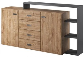 HELVETIA Komoda BOTA II antracit/dub ribbec 180 x 98 x 37 cm