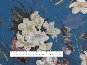 Biante Dekorační závěs TF-061 Květiny na modrém 140x150 cm