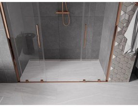Mexen Velar Duo, posuvné dveře do otvoru 170x200 cm, 8mm čiré sklo, růžové zlato, 871-170-000-02-60