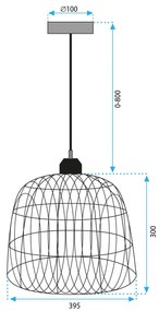 Toolight Boho, stropní svítidlo 40cm 1xE27 APP1352-1CP, černá-přírodní hnědá, OSW-05765