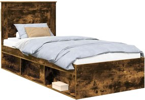 Rám postele s čelo Kouřový dub 75 x 190 cm Masivní borové dřevo 3410148