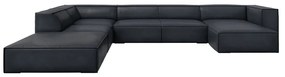 Tmavě modrá kožená rohová pohovka (levý roh) Madame – Windsor & Co Sofas