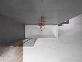Mexen Velar L, 2-křídlová posuvná vanová zástěna 75 x 150 cm, 8mm šedé sklo, růžové zlato, 896-075-003-41-60