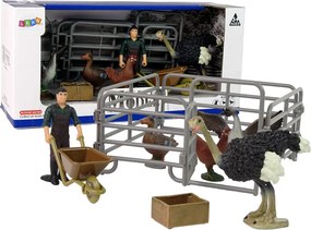 LEAN Toys Sada figurek hospodářských zvířat s farmářem a ptáky