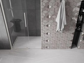 Mexen Velar L, posuvné sprchové dveře do otvoru 120 cm, 8mm čiré sklo, broušená ocel, 871-120-003-01-97