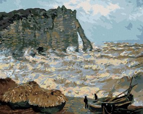 zuty zuty - malování podle čísel - bouřlivé moře v étretat (claude monet), 80x100 cm, plátno