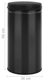 Odpadkový koš s automatickým senzorem 60 l uhlíková ocel černý - Default Title