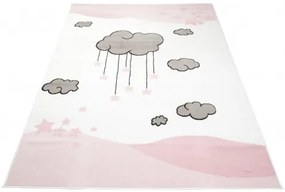 Dětský kusový koberec LUNA DS79B Mráčky růžový / bílý Rozměr: 160x220 cm