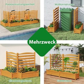 Costway 2 kus dřevěného panelu s truhlíkem na rostliny a drenážními otvory