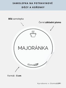 Samolepka na kořenky MAJORÁNKA bílá 5 cm základní písmo