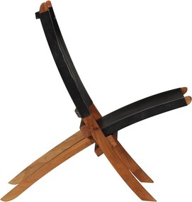 Skládací židle černá, pravá kůže 246364