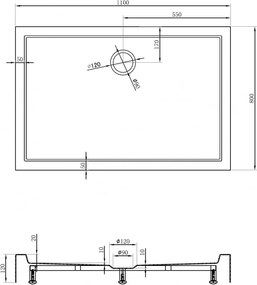 Mexen Flow+ obdélníková vanička 110 x 80 cm, černá matná, 46R708011H