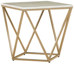 Odkládací stolek MALIBU bílý a zlatý mramorový efekt Beliani