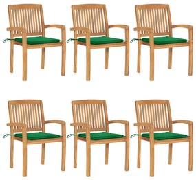 Stohovatelné zahradní židle s poduškami 6 ks masivní teak 3073230
