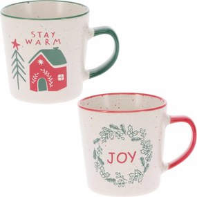 Sada 2 kameninových hrnků Stay Warm/Joy 350 ml