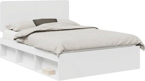 Rám postele s čelo Bílá 140 x 190 cm Masivní borové dřevo 3412488