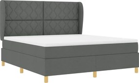 Postel s boxspringem s čelo Tmavě šedá 200 x 180 cm textil 3340831