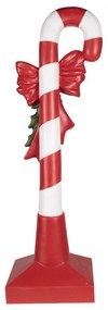 Bílo-červená vánoční dekorace socha cukrová hůl - 35*23*100 cm