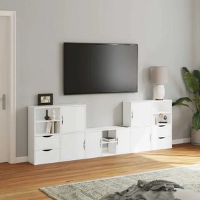 5 kusů TV skříněk s úložným prostorem bílá Borovicový masiv 3365375
