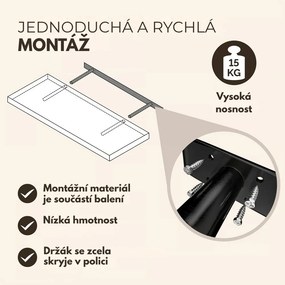Nástěnná police FIGO + konzole, 110cm, černá Casaria
