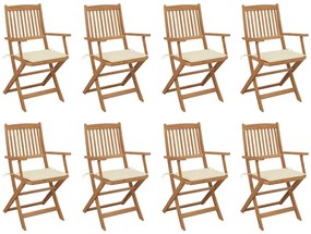 Skládací venkovní židle s poduškami 8 ks masivní akáciové dřevo,  3075087