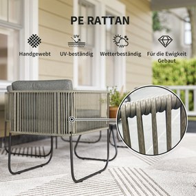 Polyratanový zahradní nábytek set lounge set s pohovkou křeslem stolem polštáři odolný proti povětrnostním vlivům 116 x 60 x 69 cm hnědá+tmavě šedá