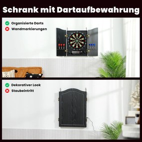 SPORTNOW Elektronický terč E Dartboard s dveřmi vzhled dřeva, LED displej, hlasové hlášení, 6 šipek, 24 náhradních hrotů