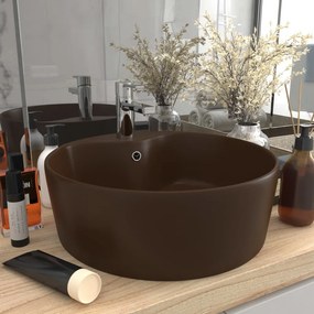 Luxusní umyvadlo přepad matné tmavě hnědé 36 x 13 cm keramické 147039
