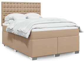 Box spring postel s matrací cappuccino 140x200 cm umělá kůže