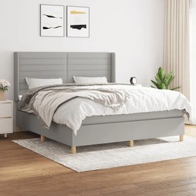 Box spring postel s matrací světle šedá 160 x 200 cm textil,  3132081
