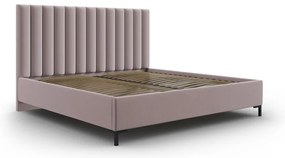 Světle růžová čalouněná dvoulůžková postel s úložným prostorem s roštem 160x200 cm Casey – Mazzini Beds