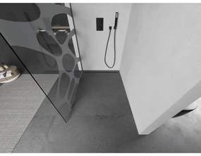 Mexen Kioto L, sprchová zástěna Walk-In 110 x 200 cm, 8mm čiré sklo bílý vzor, ​​grafitový profil, 800-110-103-66-97