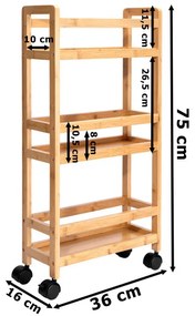 Pojízdný regál INAKI naturální