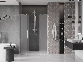 Mexen Velar L Duo, posuvné sprchové dveře do otvoru 140 cm, 8mm sklo námraza, chromová, 871-140-003-32-01