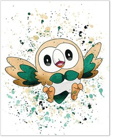 Obraz s motivem Pokémon - 4 rozměry Rozměr: 13x18 cm, Varianta: Rowlet