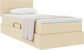 Postel s úložným prostorem a matrací Krémová 100 x 200 cm Samet 3370492