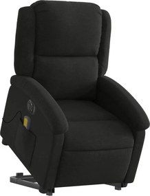 Elektrické zvedací masážní polohovací křeslo černé textil 3204202