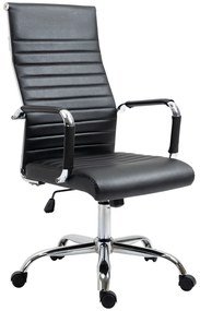 Kancelářská židle Vinsetto ergonomická manažerská židle s houpací funkcí, výškově nastavitelná, čalouněná umělou kůží a pěnou, černá | Aosom.de