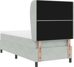 Postel s boxspringem s matrací Světle šedá 200 x 90 cm samet 3340856