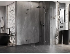 Mexen Lunar, L výklopný sprchový kout pravý 100 x 100 cm, 8mm čiré sklo, profil grafit broušený, 834L-100-100-66-00-P